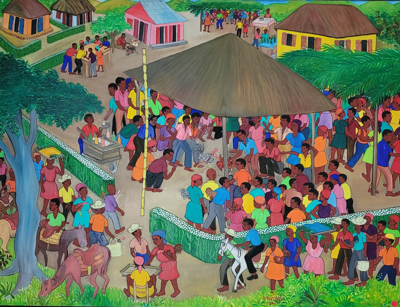 Dieudonne Pluviose 36"x48" Market Scene Oil on Canvas Painting#1WF ...