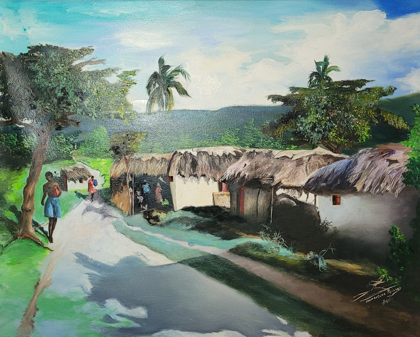 Louverture Poisson (1914-1985) 30"x24" Tatch Homes 1974 Oil on Canvas – Myriam Nader Haitian Art ...