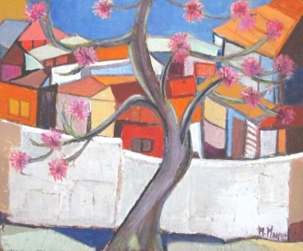 Michele Manuel (1935-2022) 10"x12" The Tree 1990 Acrylic on Canvas Pai