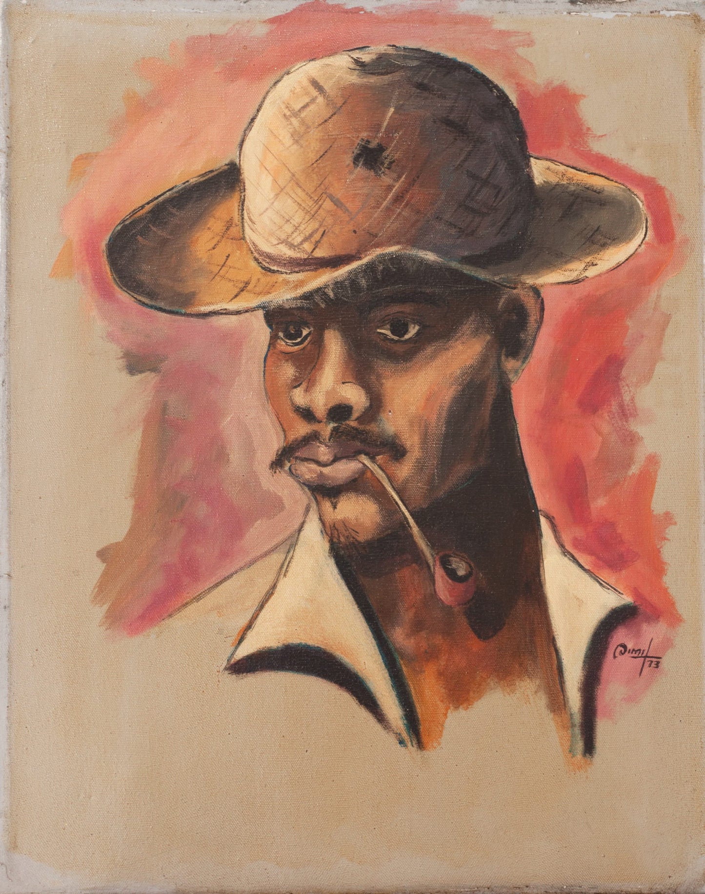 Emilcar Similien (Simil) 20"x16" The Man Portrait 1973 Acrylic on Canv