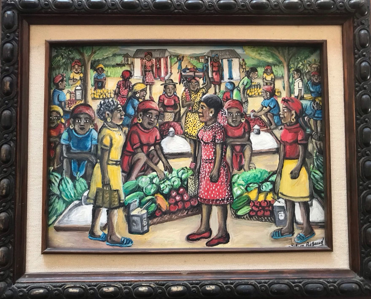 Wilson Bigaud (1931-2010) 12"x16" To the Market 1998 Oil on Canvas Pai