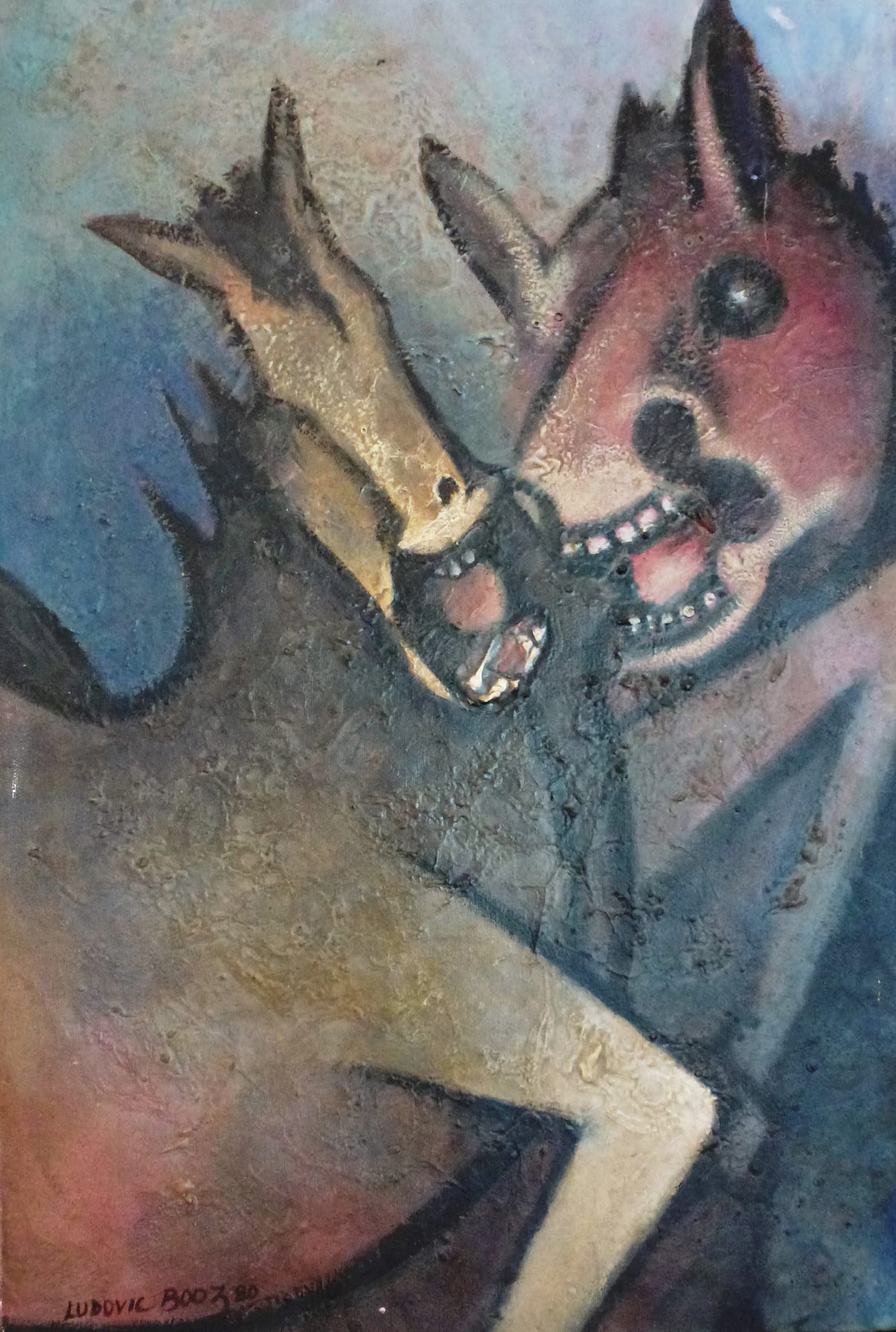 Ludovic Booz (1940-2015) 16"x24" Rivalry 1980 Acrylic on Canvas #1EB ...