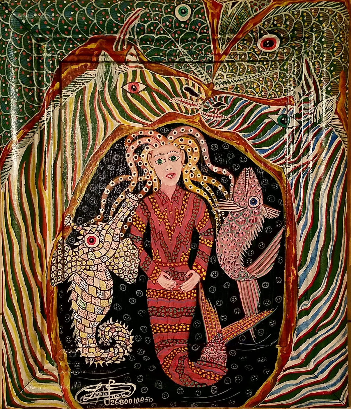 Frantz Zephirin 10"x8" La Sirene 2020 Oil on Board with Painted Frame ...